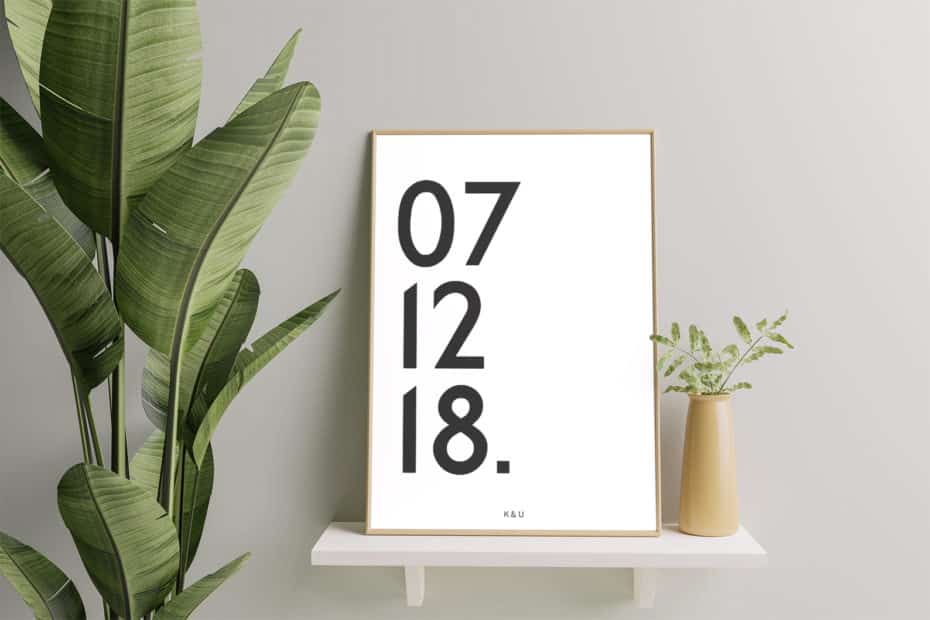 Modern Anniversary Date Poster | Personalised Print — ukesen